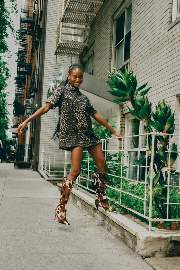 Steve Madden Freddy Dress | Leopard Print Button-Up Denim Dress – The ...