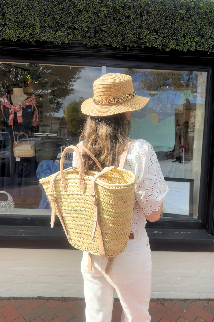 Moroccan Woven Backpack Tote | Leather Straps & Beach-Ready Design ...