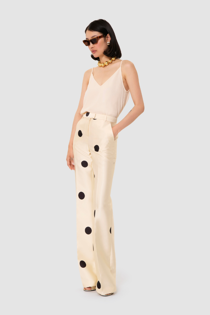 Pitt Pants by Tara Jarmon | Chic Polka Dot Ivory Trousers – The ...